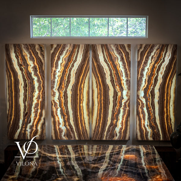 Illuminated Onyx Wall Panels | Backlit Natural Stone Art | Vilona Onyx