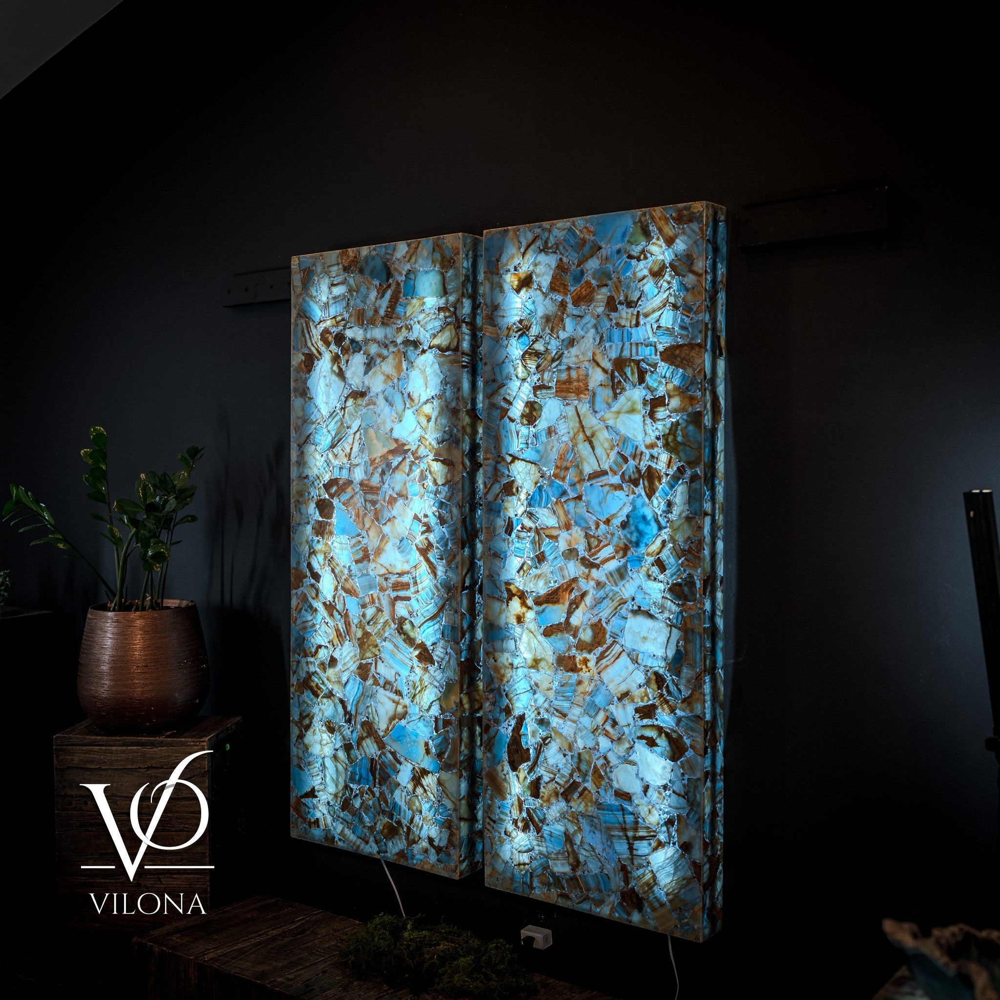 Vilona Onyx - Argentina Blue Onyx Mosaic Wall Panels | Luxury Backlit ...