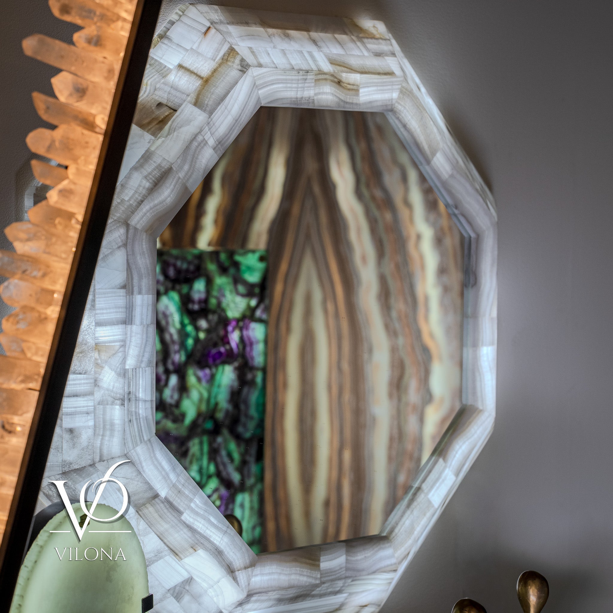 Vilona Onyx - Ice Onyx Crystal Mirror #2 (Octagon)