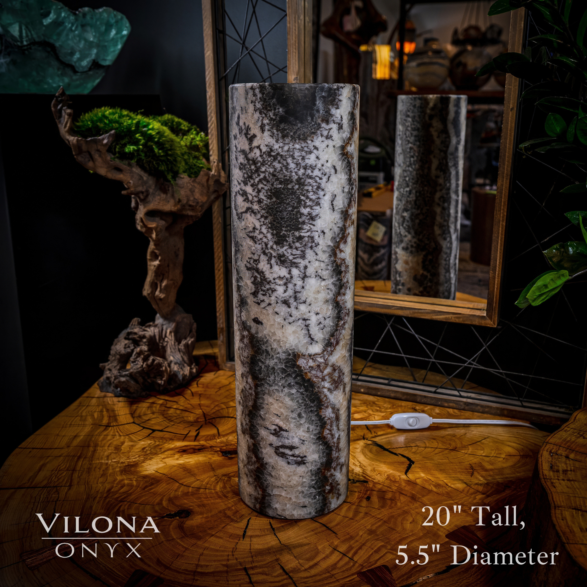 Vilona Onyx - Tangerine Sierra Onyx Lamp (Table Lamp #12)