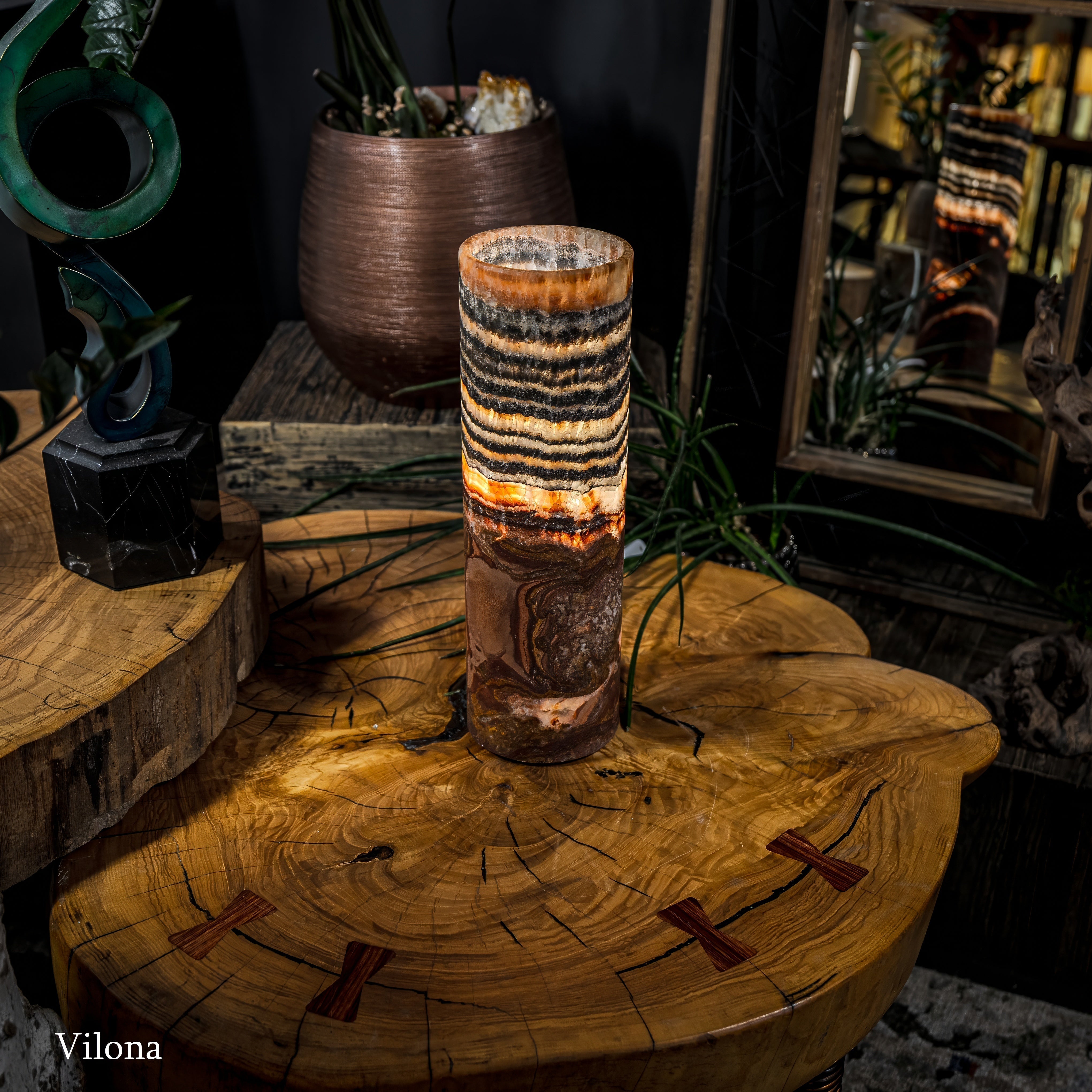 Vilona Onyx - Tangerine Sierra Onyx Lamp (Table Lamp #5)